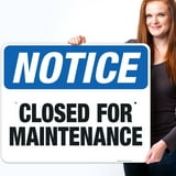 Closed For Maintenance Sign, OSHA Notice Sign, - Walmart.com