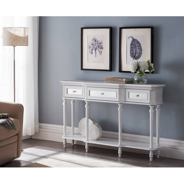 Phoenix White Wood Contemporary Storage Console Table with Drawers ...