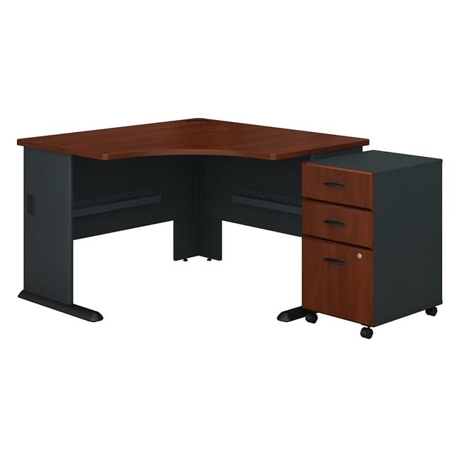 48 in. Series A Corner Desk with Mobile File Cabinet - Hansen Cherry ...