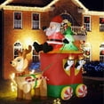 6.2FT XMAS Blow Up Decoration: LED Lighted Elk Pulling Santa Claus with ...
