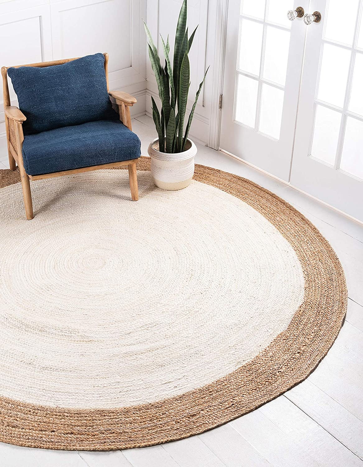 DecorAvenue Hand Woven Braided Farmhouse Jute Area Rug Off White Color ...