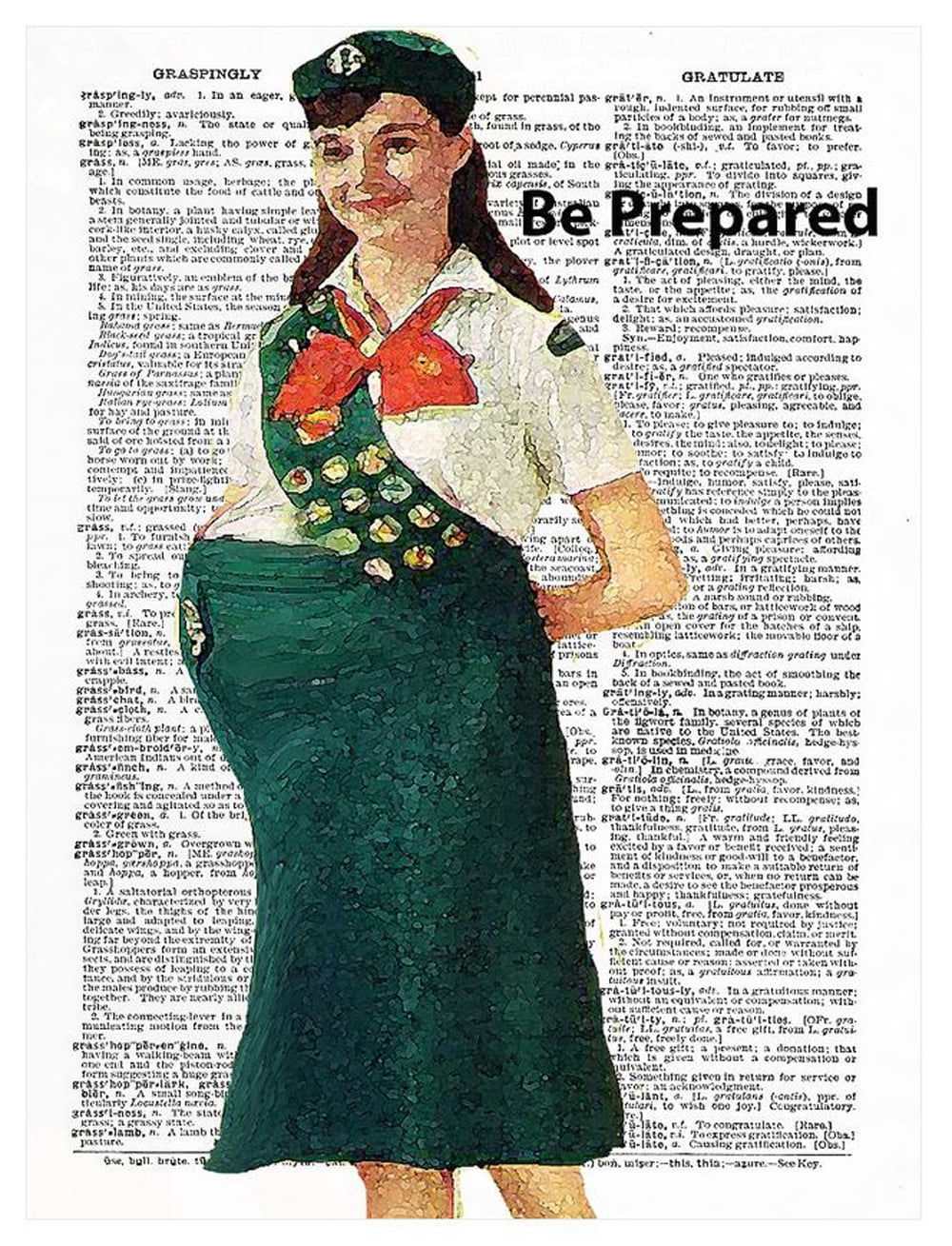 Art N Wordz Girl Scout Motto "Be Prepared" Original Dictionary Sheet ...