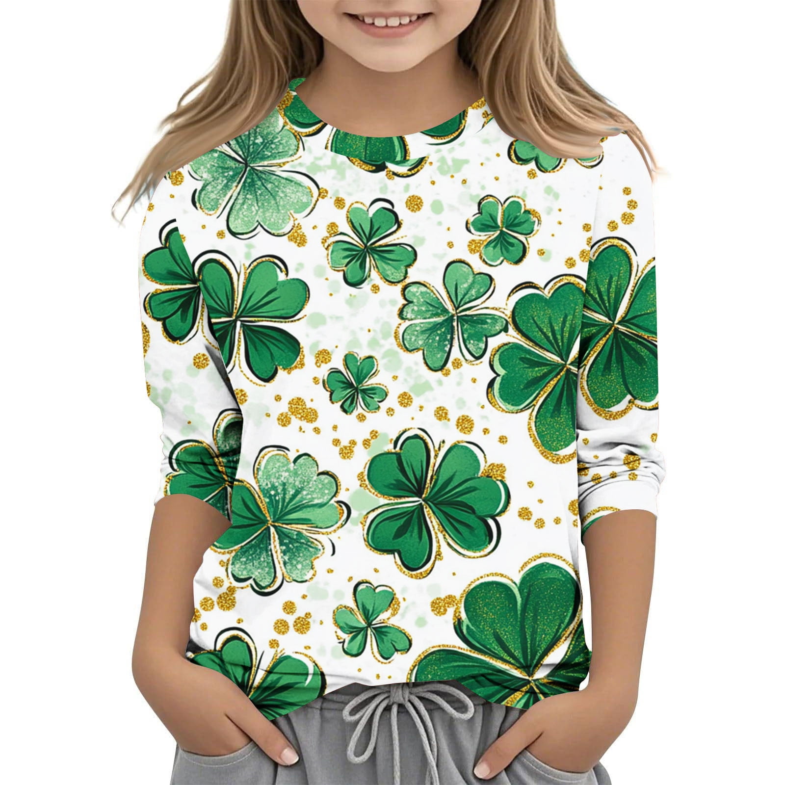 Click here for Posijego Girls Boys St Patricks Day Shirt 3/4 Slee... prices