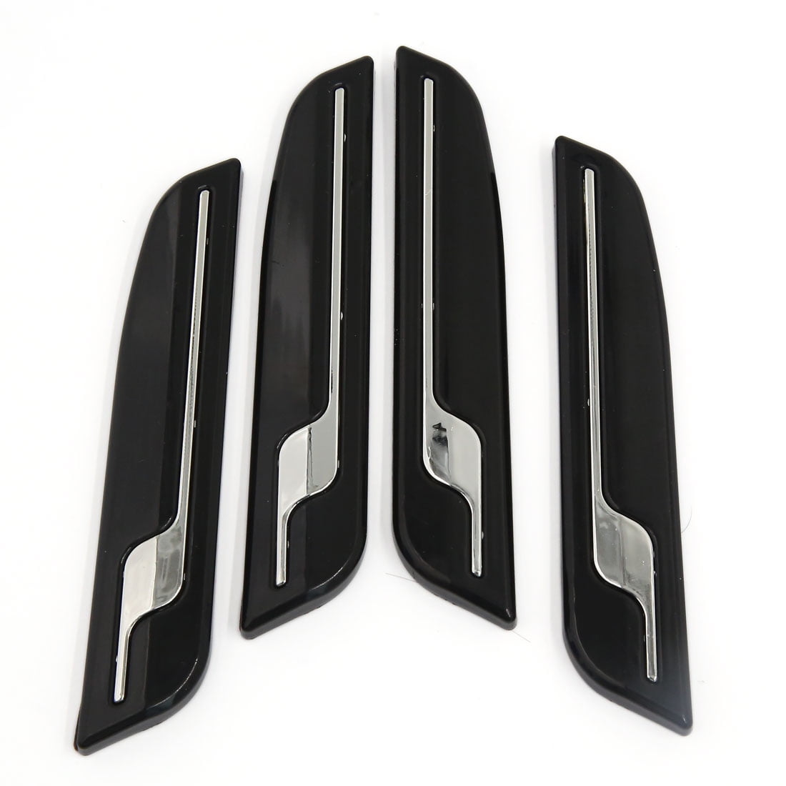 Unique Bargains 4 Pcs Plastic Sticky Door Guard Black Silver Tone for ...