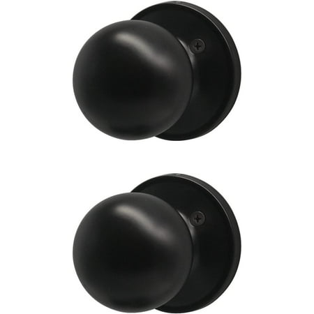 Probrico Matte Black Ball Passage Door Knobs, Round Hall/Closet Door Handles, Keyless Non ...