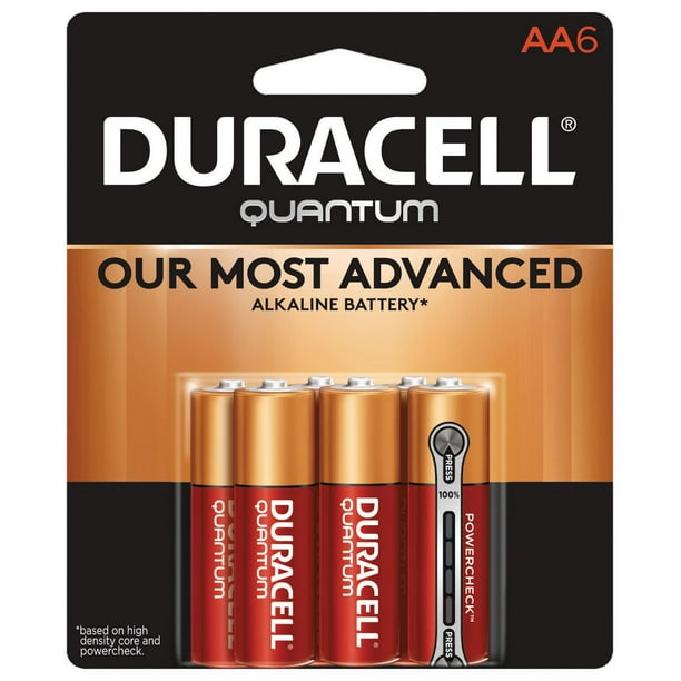 Duracell 1.5V Quantum Alkaline, AA Batteries with Powercheck, 6 Pack ...