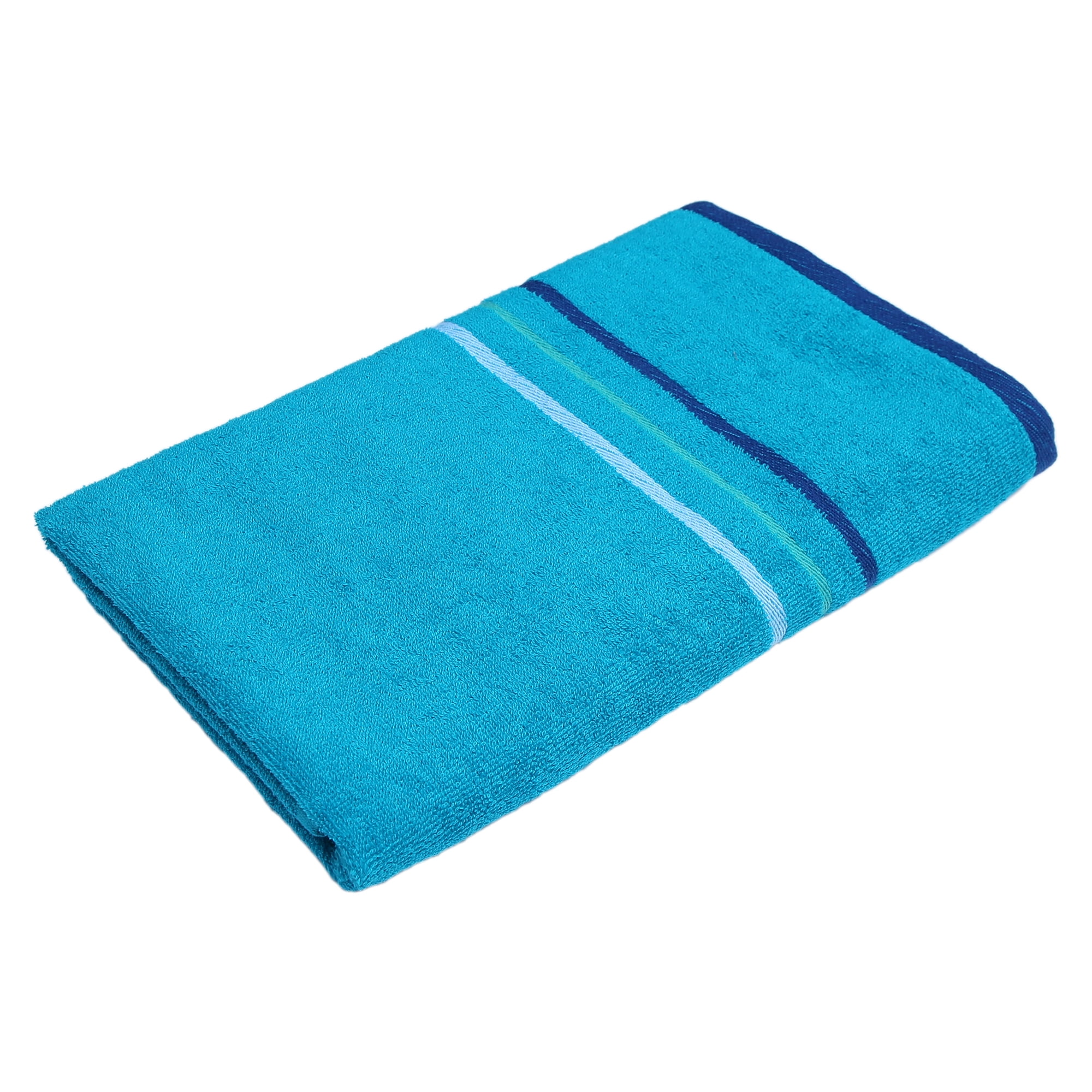 Serviette de plage en coton et polyester Rayures aqua Mainstays ...
