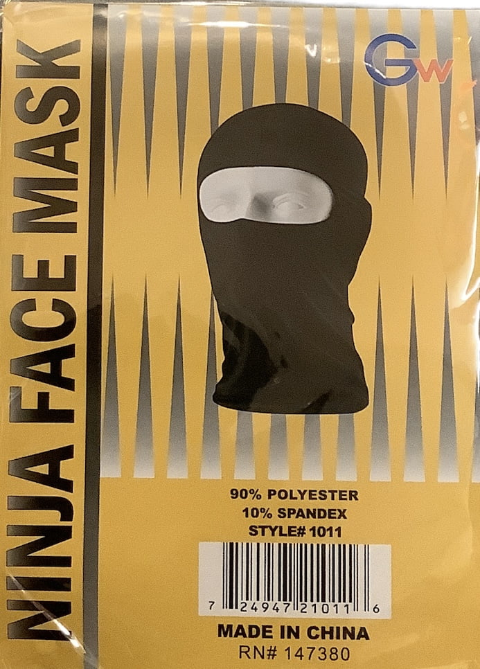 UNISEX NINJA FACE MASKS BLACK ONE SIZE - Walmart.com