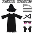 Adult Grim Reaper Costume with Glowing Red Eyes Halloween Scythe Set ...