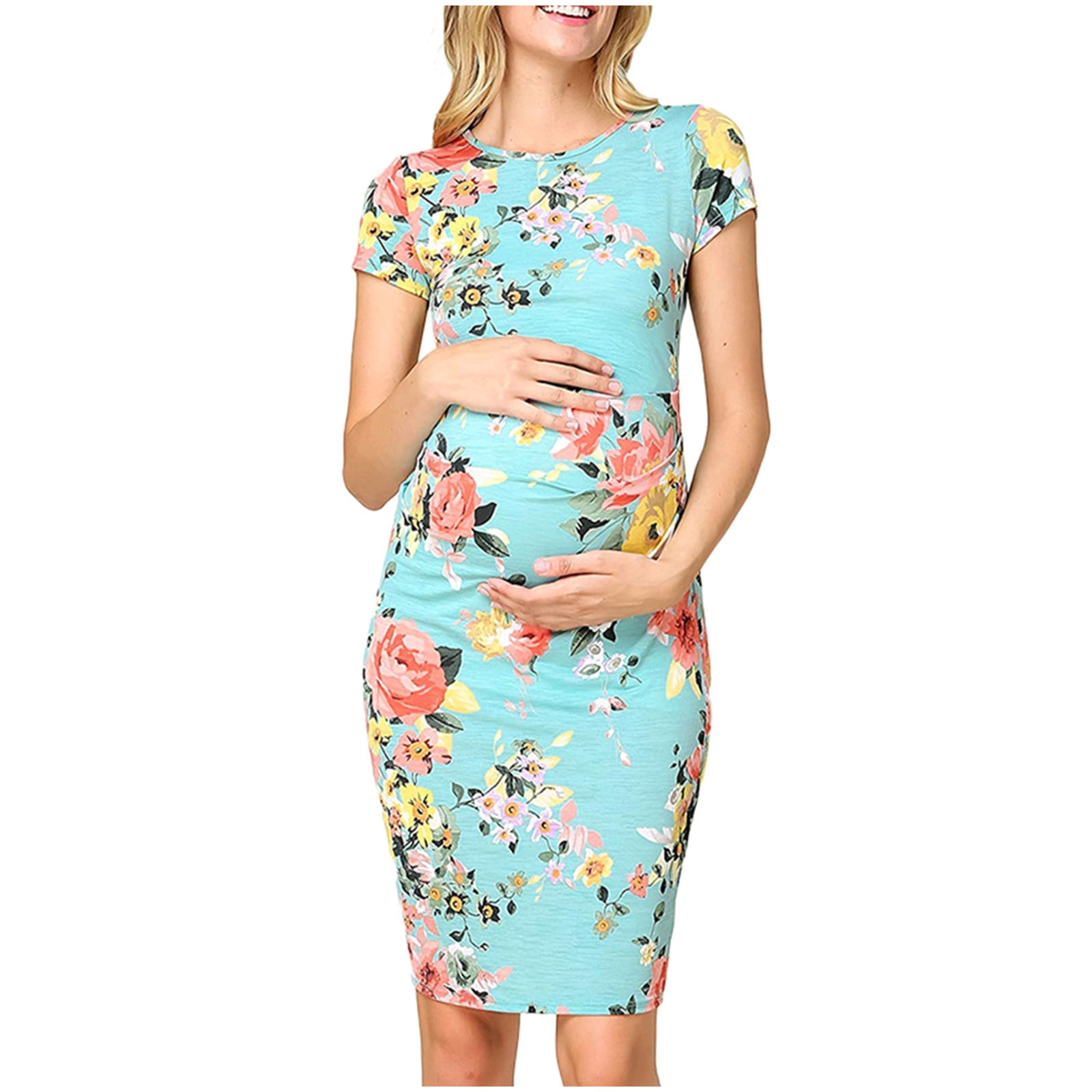 Click here for Matoen Womens Pregnants Fashion Dress Round Neck F... prices