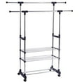 Ktaxon Portable Double Rolling Rail Adjustable Clothes Garment Rack ...