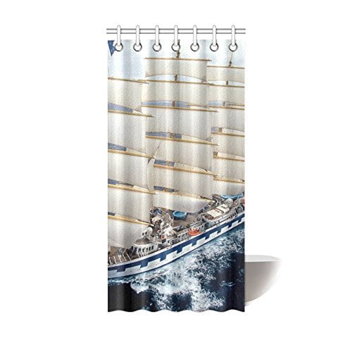 MOHome Sailing Boat Sailboat Shower Curtain Waterproof Polyester Fabric ...