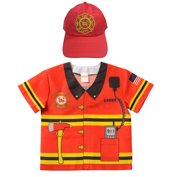 My 1st Career Gear Firefighter Top & Red Firefighter Cap, One Size Fits ...