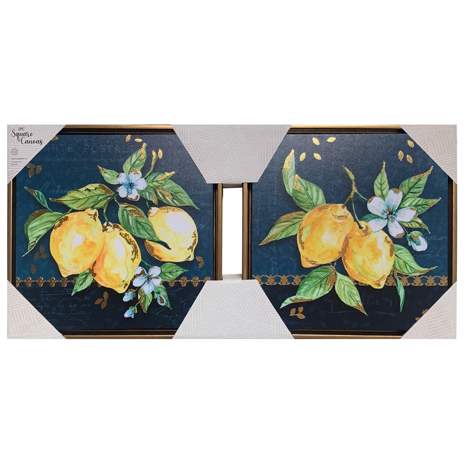Premius 2 Piece Lemon with Leaves Framed Canvas Wall Art Set, 12x12 ...