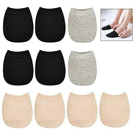 5 Pairs Of Cotton Toe Topper Liner Socks, Ladies Women Semi Toe Socks ...