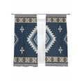 Boho Geometric Retro Lines Chiffon Sheer Curtains 63 Inches Long ...