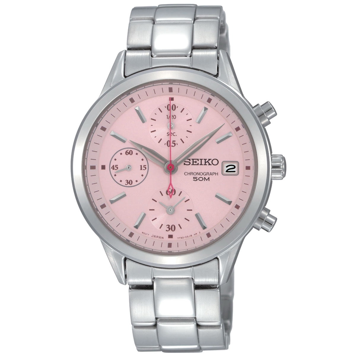 Seiko Women's SNDY37P1 Pink Dial Stainless Steel Bracelet Chronograph ...
