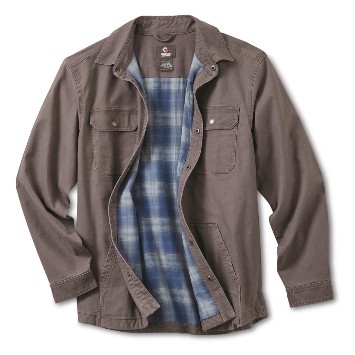 Guide Gear Men's Flex Canvas Flannel-Lined Shirt Jacket Long-Sleeve ...