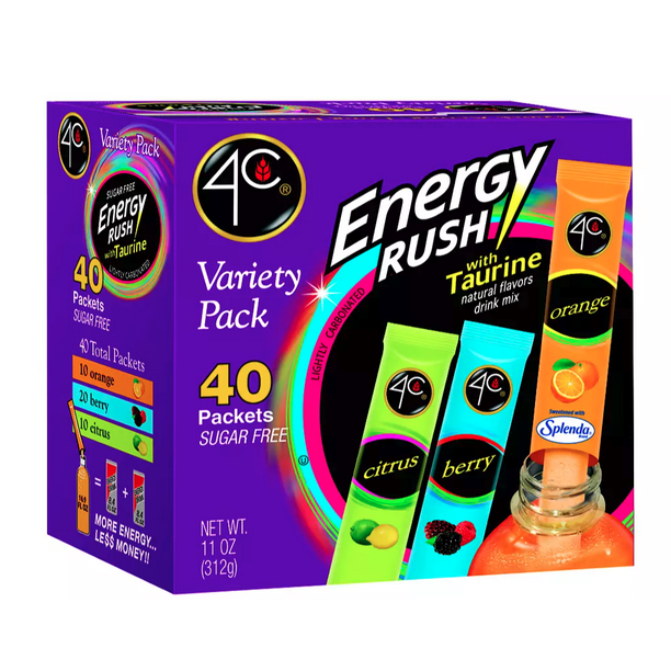 4C Energy Rush Flavored Powders Variety Pack, 40 ct. - Walmart.com