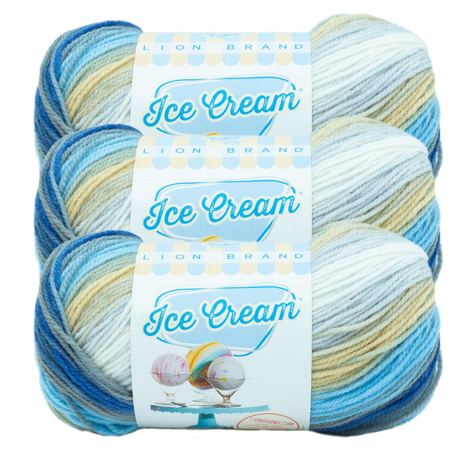 Lion Brand Ice Cream® Yarn #3 Light/DK Yarn 100g/360m 3-Pack - Walmart.ca