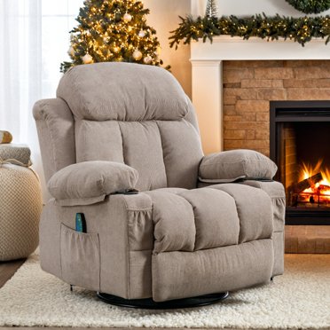 Ketaiyou Large Power Swivel Rocker Recliner with Massage and Heat, USB ...