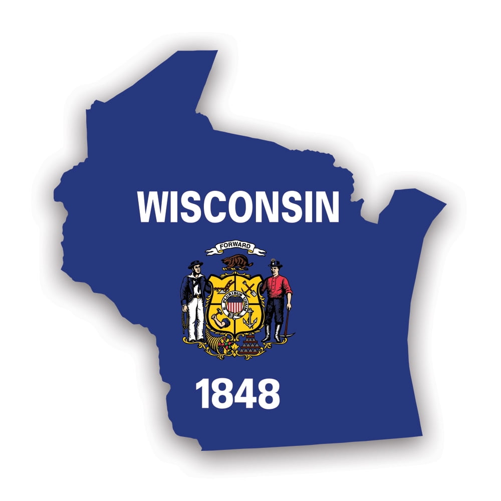 Wisconsin State Shaped Flag Sticker Decal - Self Adhesive Vinyl ...