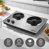 Cusimax Small Counter Stove, 1800W Dual Burner, Modern Stainless ...