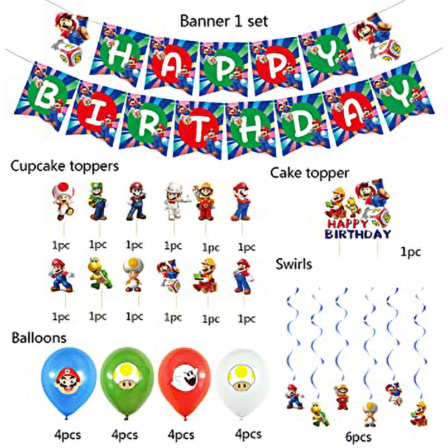 ¡Juego de suministros para fiestas de Super Mario, Chile | Ubuy