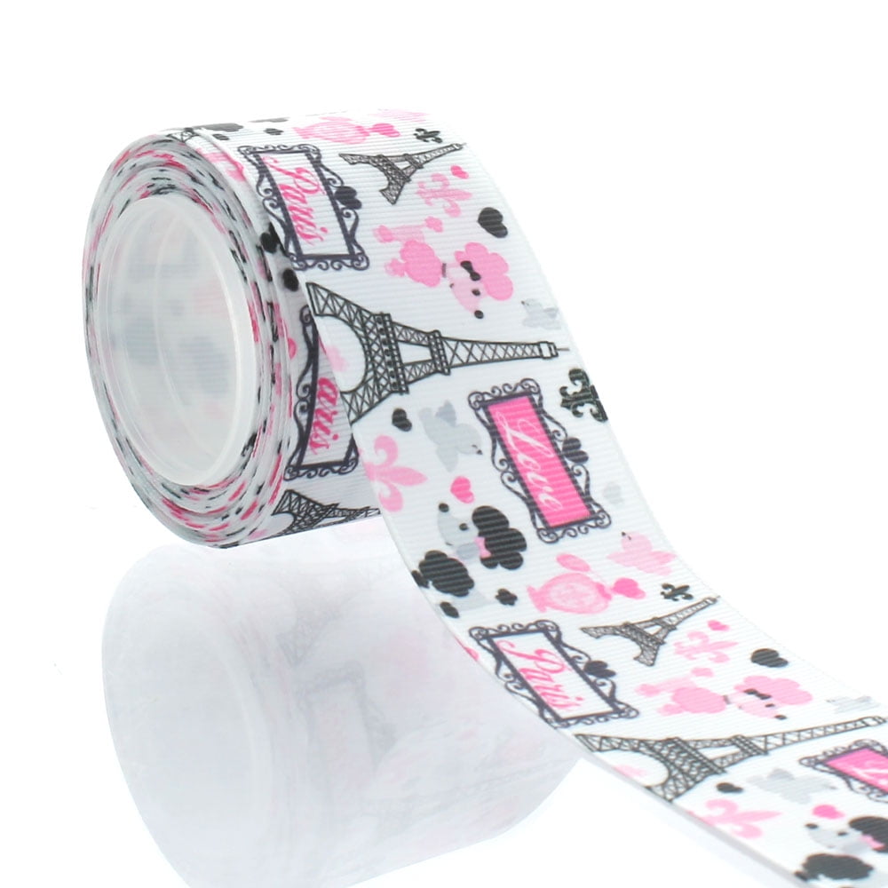 1.5" Pink/Black Paris Grosgrain Ribbon 5yd - Walmart.com