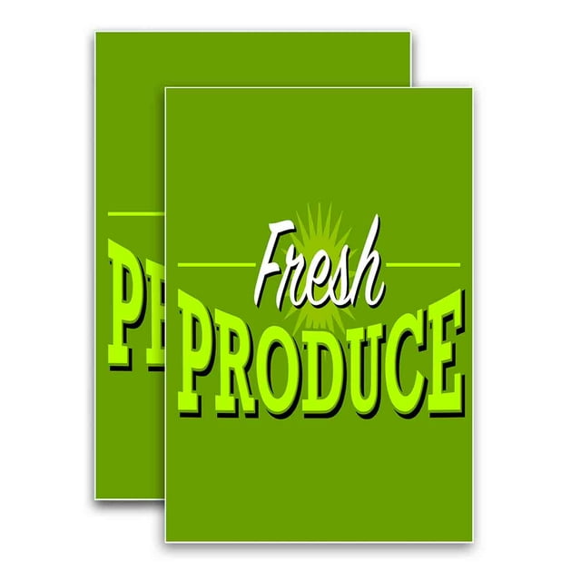 Fresh Produce (24" X 36") Vinyl Decal Only (Pack of 2) |Sign|Sticker ...