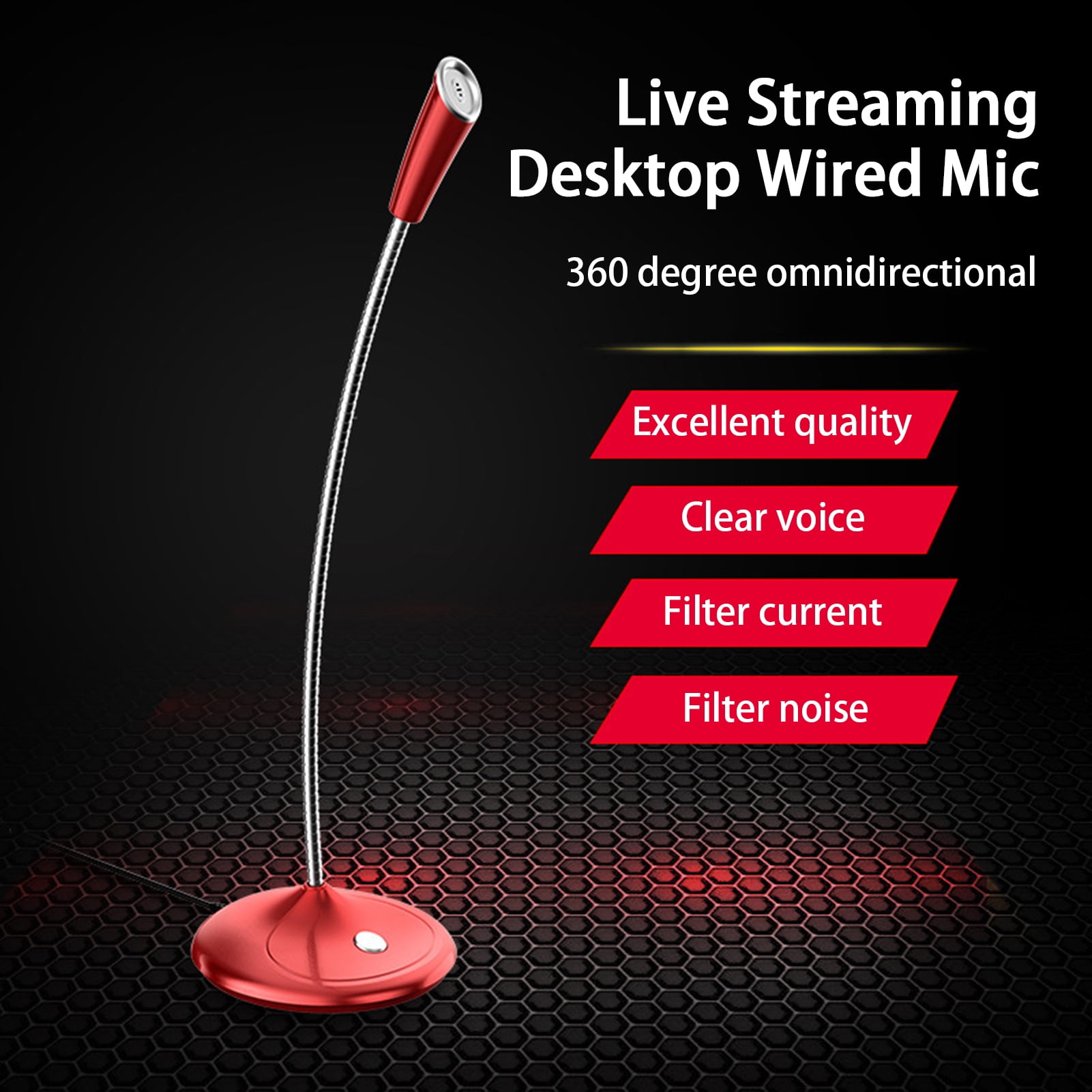 Kripyery Desktop Microphone Gooseneck Tube Omnidirectional Pickup High ...