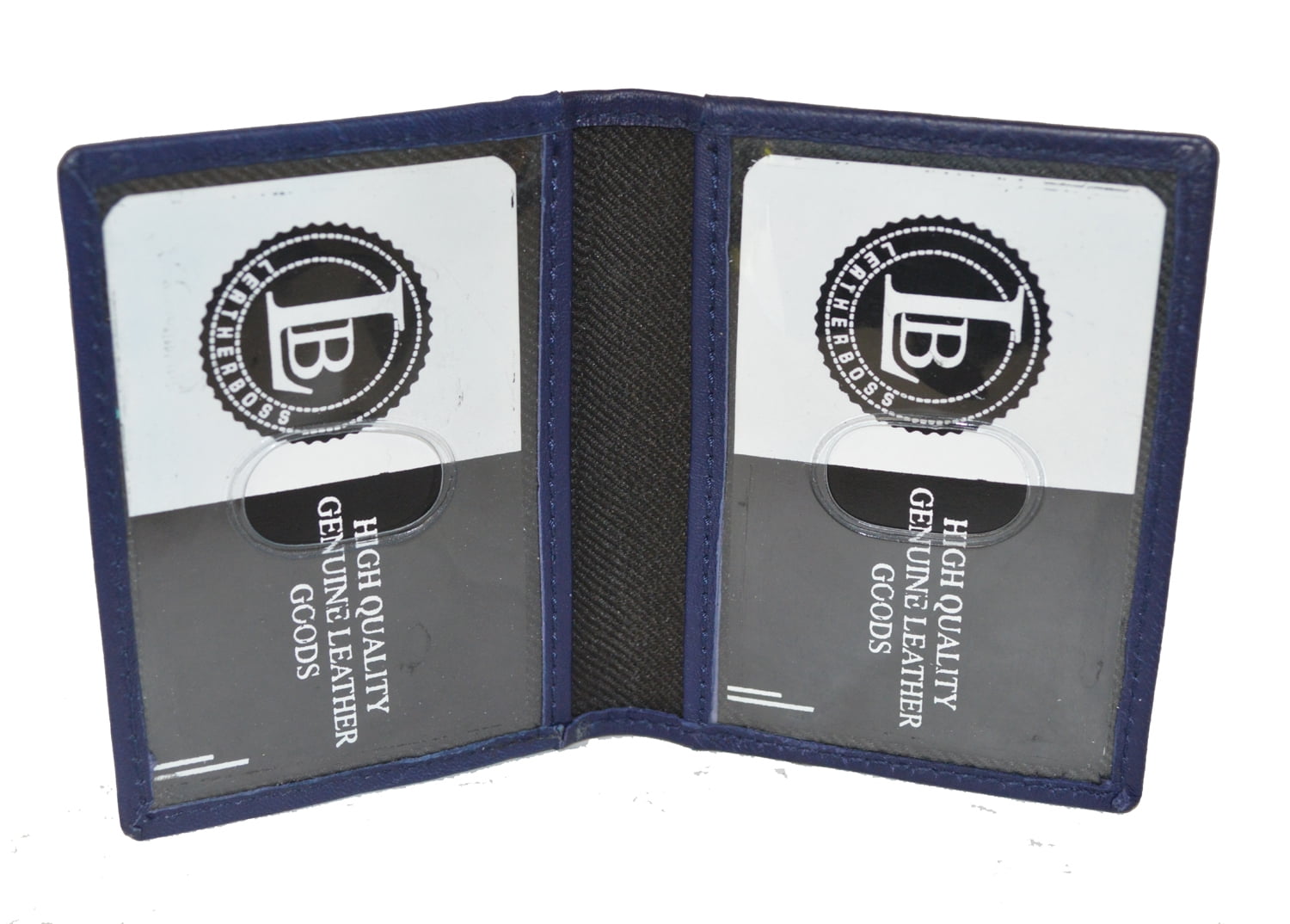 Leatherboss Leather Credit Card Double ID Window Mini Slim Bifold ...