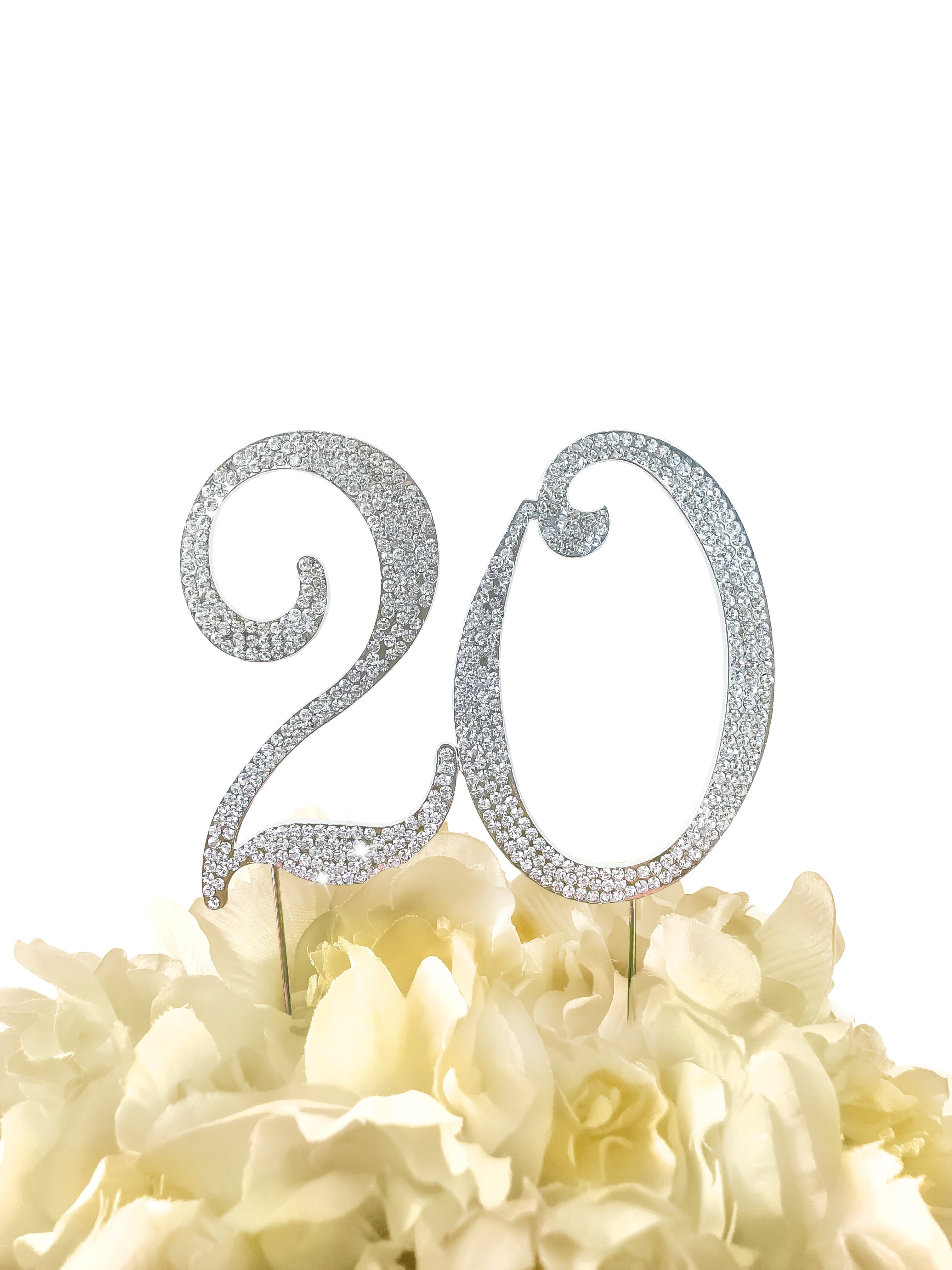 Rhinestone Cake Topper - Number 20 - Silver - Walmart.com