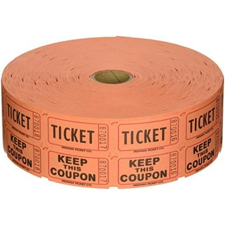 Raffle Tickets 2000 per Roll 50/50: Orange - Walmart.com