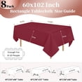 8 Pack Burgundy Tablecloth 60x102 Inch Rectangle Table Cloth for 6 Foot ...