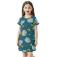 BZSMCE Short Sleeve dress Dress Casual Cotton Dresses-White Line Flower ...