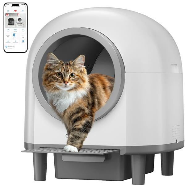 REDSASA Self Cleaning Litter Box with Stairs, 100L Automatic Litter Box ...