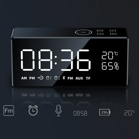 Digital Alarm Clock Bluetooth Speaker Home Desktop Clock Wireless ...
