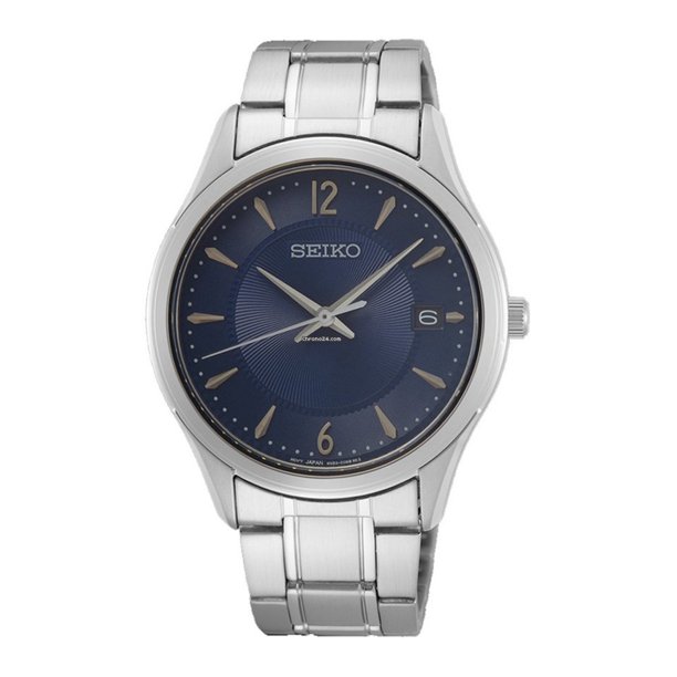 Seiko Essential SUR419 Stainless Steel Blue Dial Men's Watch - Walmart.com
