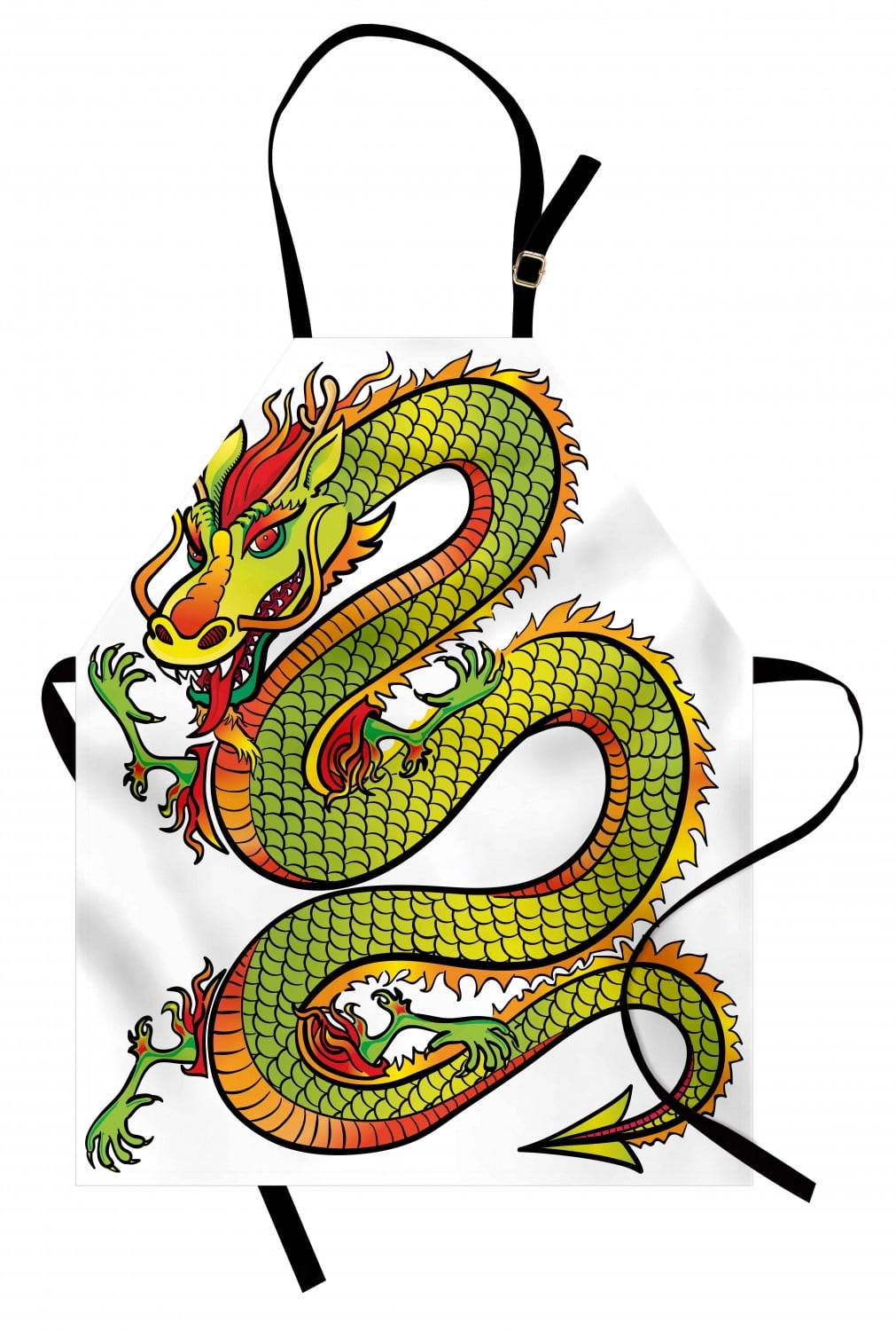Dragon Apron Japanese Old Fashion Ancient Folk Myth Creature in Vibrant ...