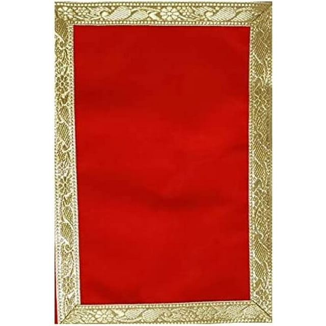 Red Velvet Cloth with Golden Shinny Border, Aasan Pooja Puja Cloth ...