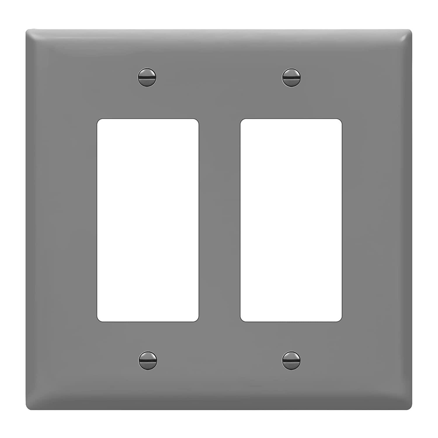 ENERLITES Double Decorator Switch Cover, Outlet Wall Plate, Mid-Size 2 ...