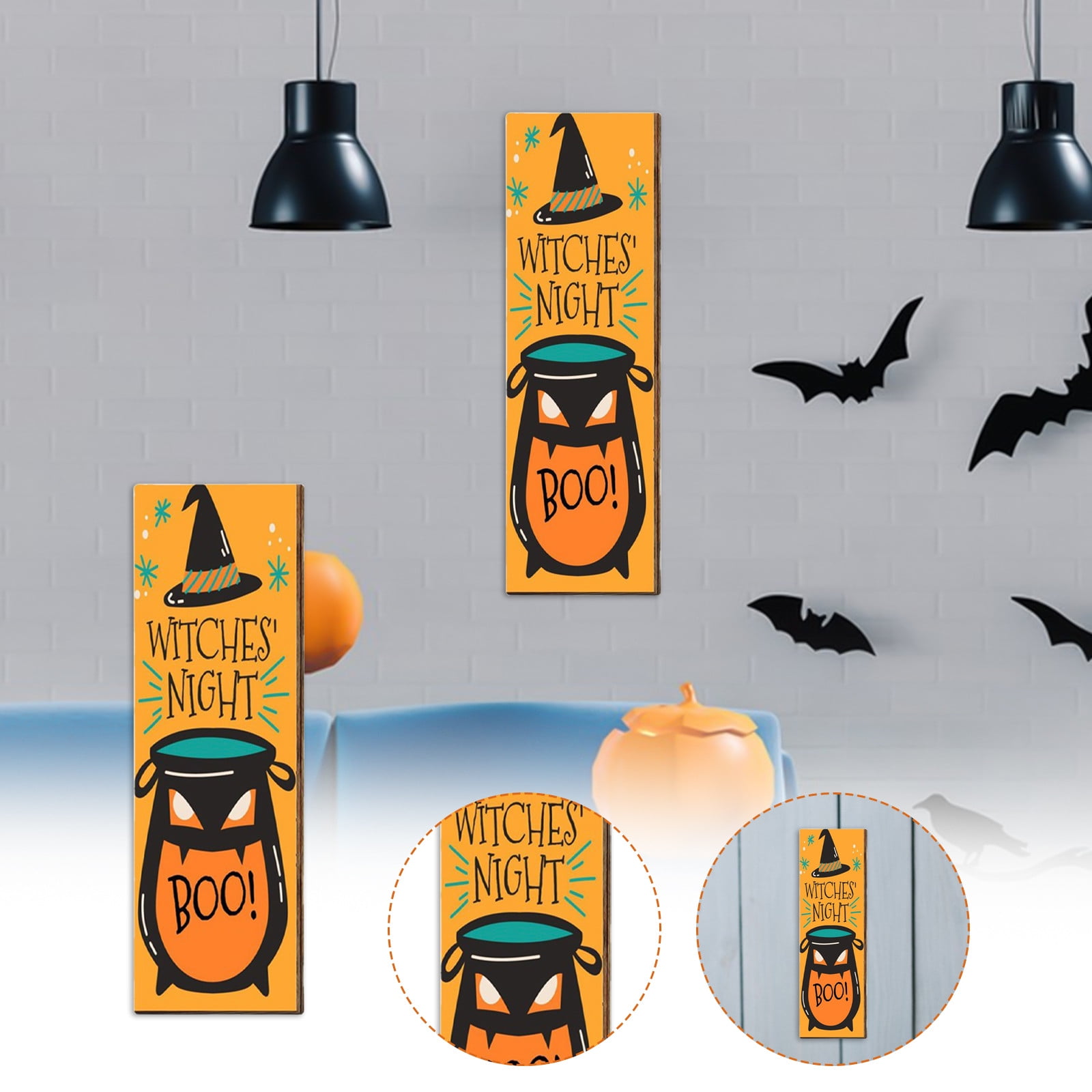 AURIGATE Halloween Wall Decorations, Cute Pumpkin Ghost Witch Rustic ...