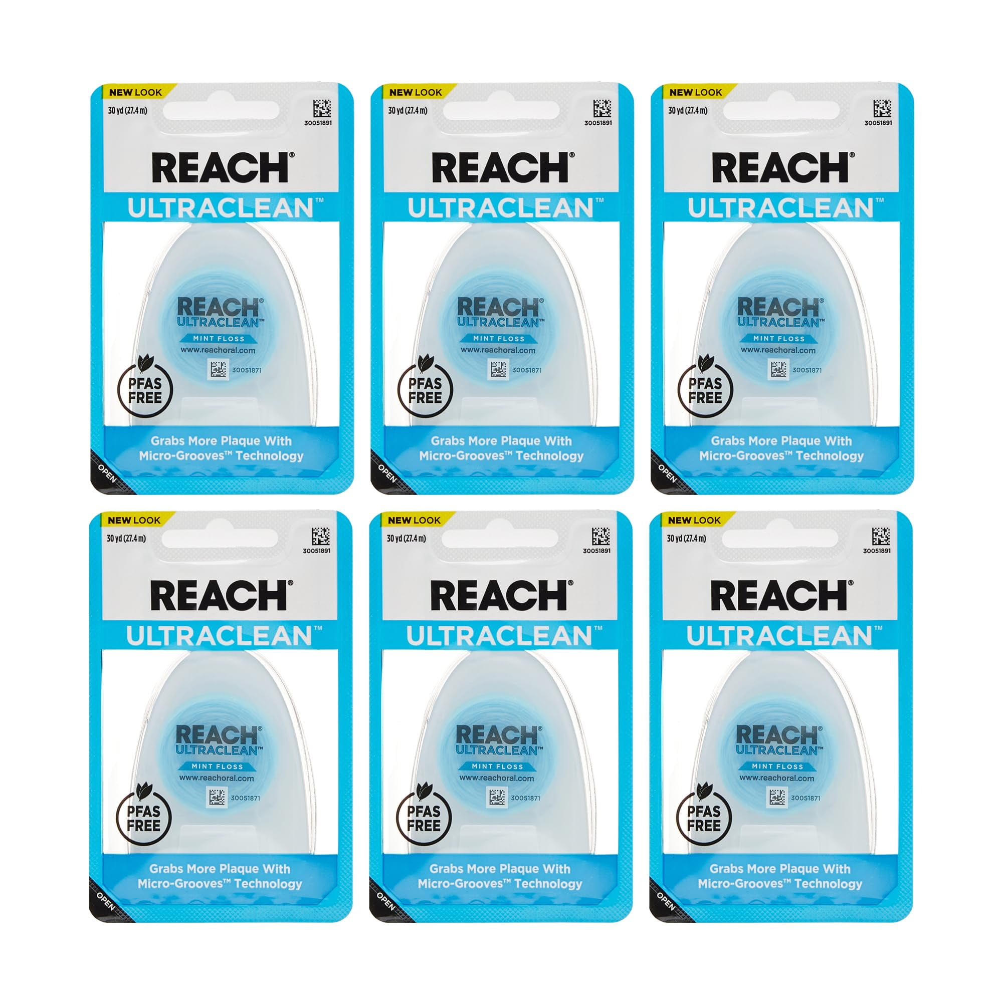 Hilo dental Reach Listerine Ultraclean Mint, 27 m, paquete de 6 ...