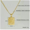 GKNET 18K Gold Plated Square Capital Letter A-Z Monogram Pendant Figaro ...