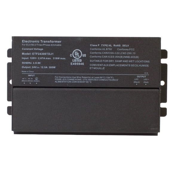 UL Listed 24V 300W Dimmable Power Supply Driver, Triac Compatible ...