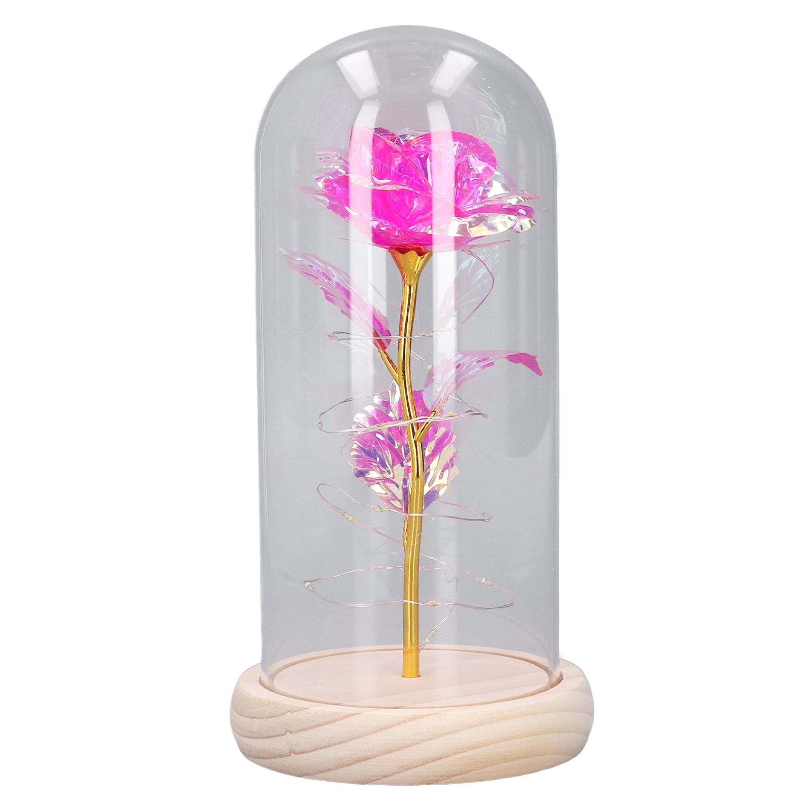 Rosa de cristal artificial iluminada con LED, color dorado, cubierta de ...