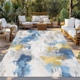 Abstract Blue Outdoor Rug, Gray Yellow Mottled Texture Modern Art Non ...