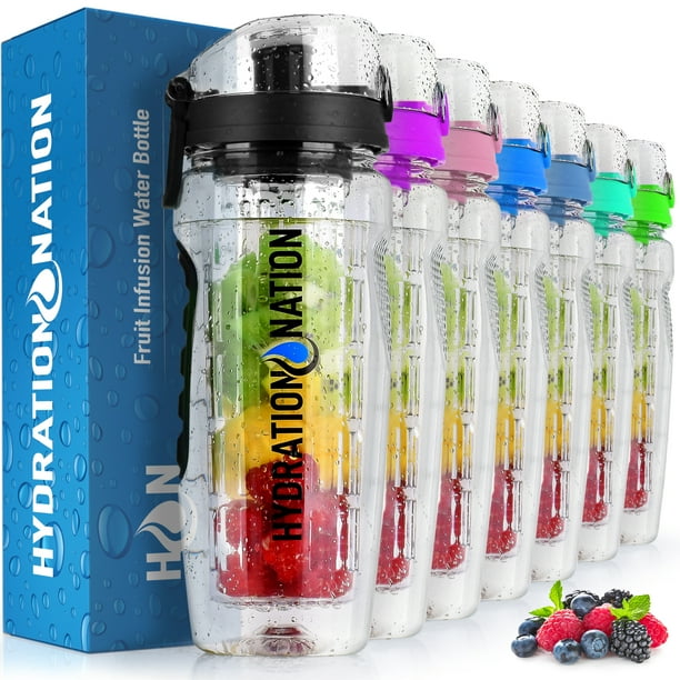 Hydration Nation Portable Water Bottle with Fruit Infuser for Healthy & Delicious Hydration ...