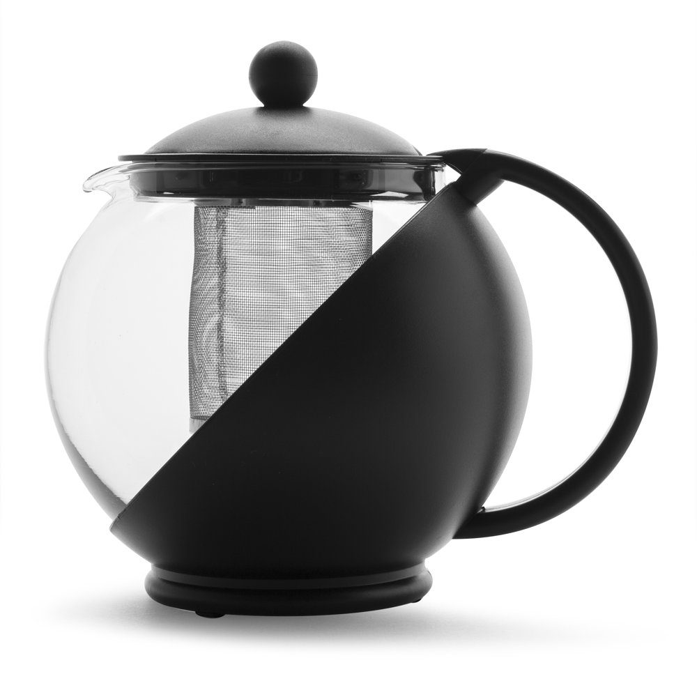 Primula Half Moon Glass Teapot, Tea, and Infuser, 40 fl oz., Black ...
